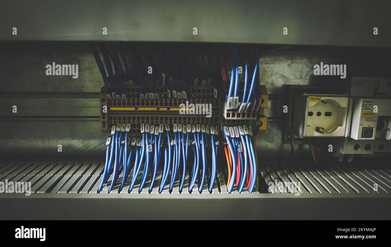 PLC Control panel with wiring Stock Photo - Alamy