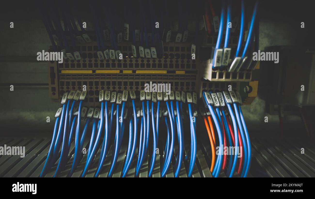PLC Control panel with wiring Stock Photo - Alamy