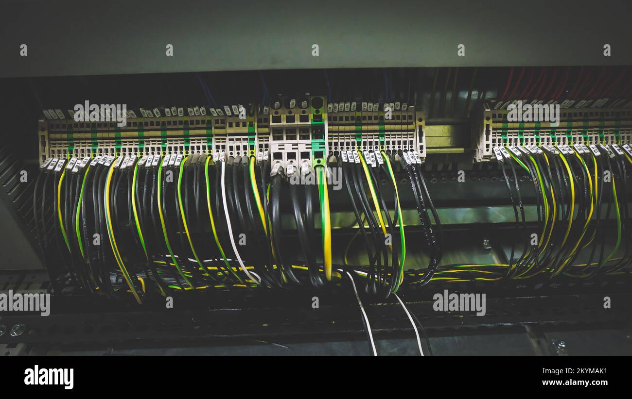 PLC Control panel with wiring Stock Photo - Alamy