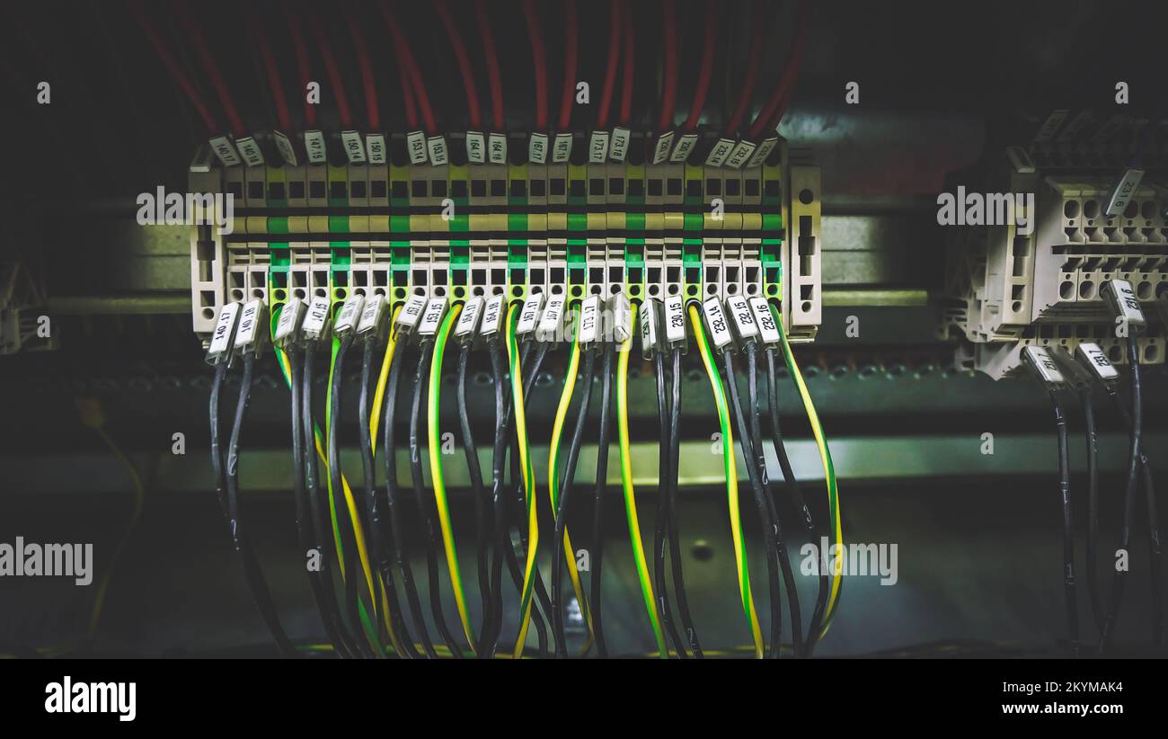 PLC Control panel with wiring Stock Photo - Alamy