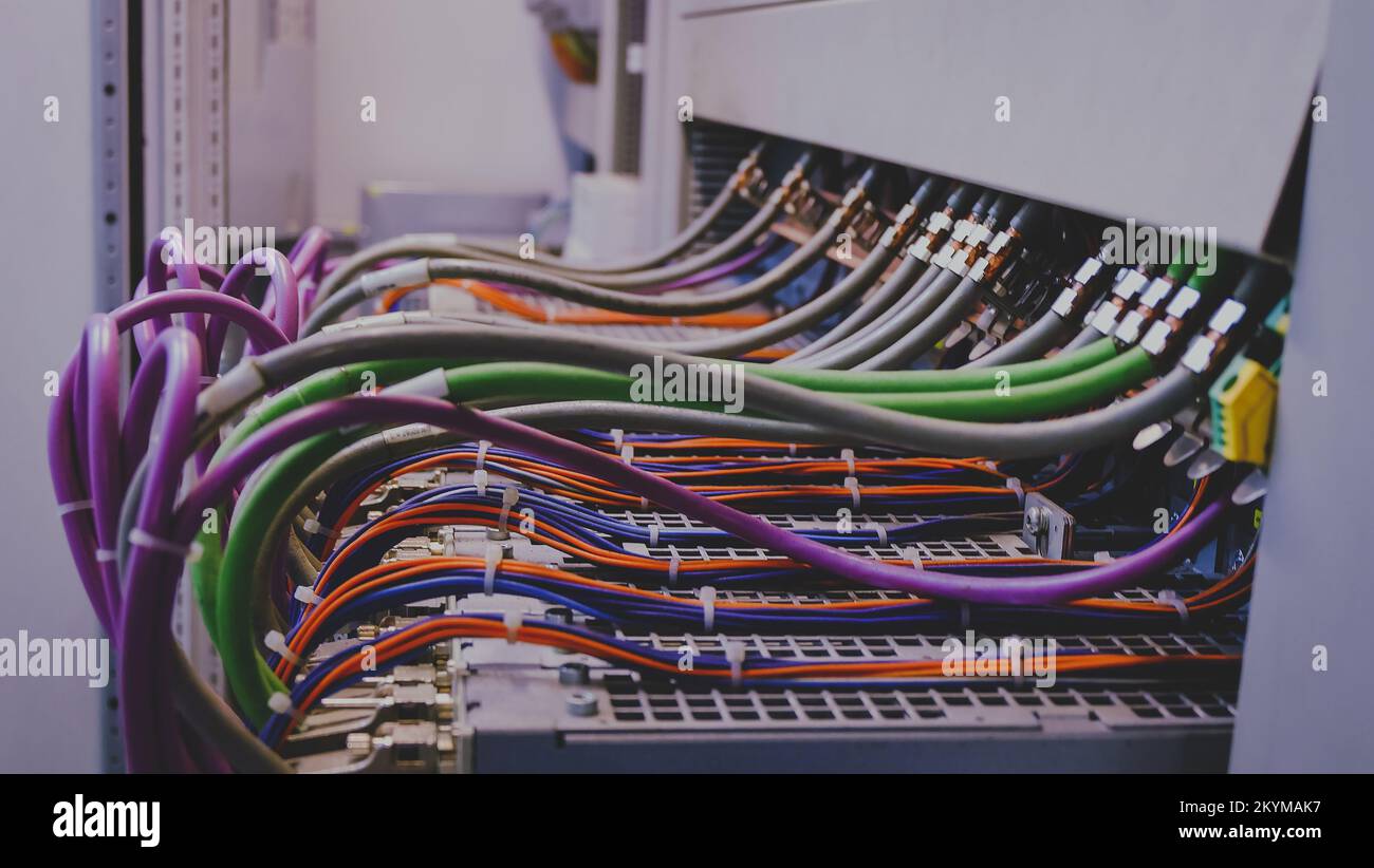 PLC Control panel with wiring Stock Photo - Alamy