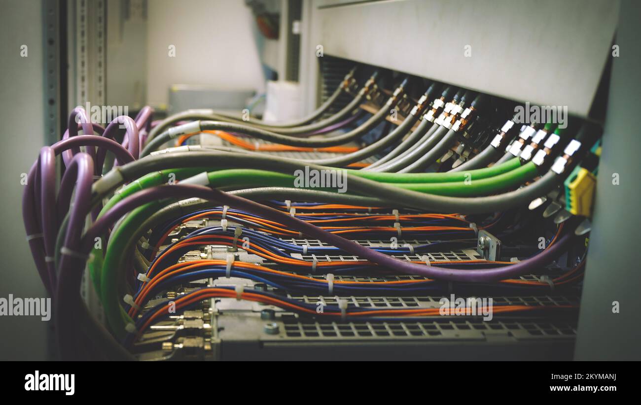 PLC Control panel with wiring Stock Photo - Alamy