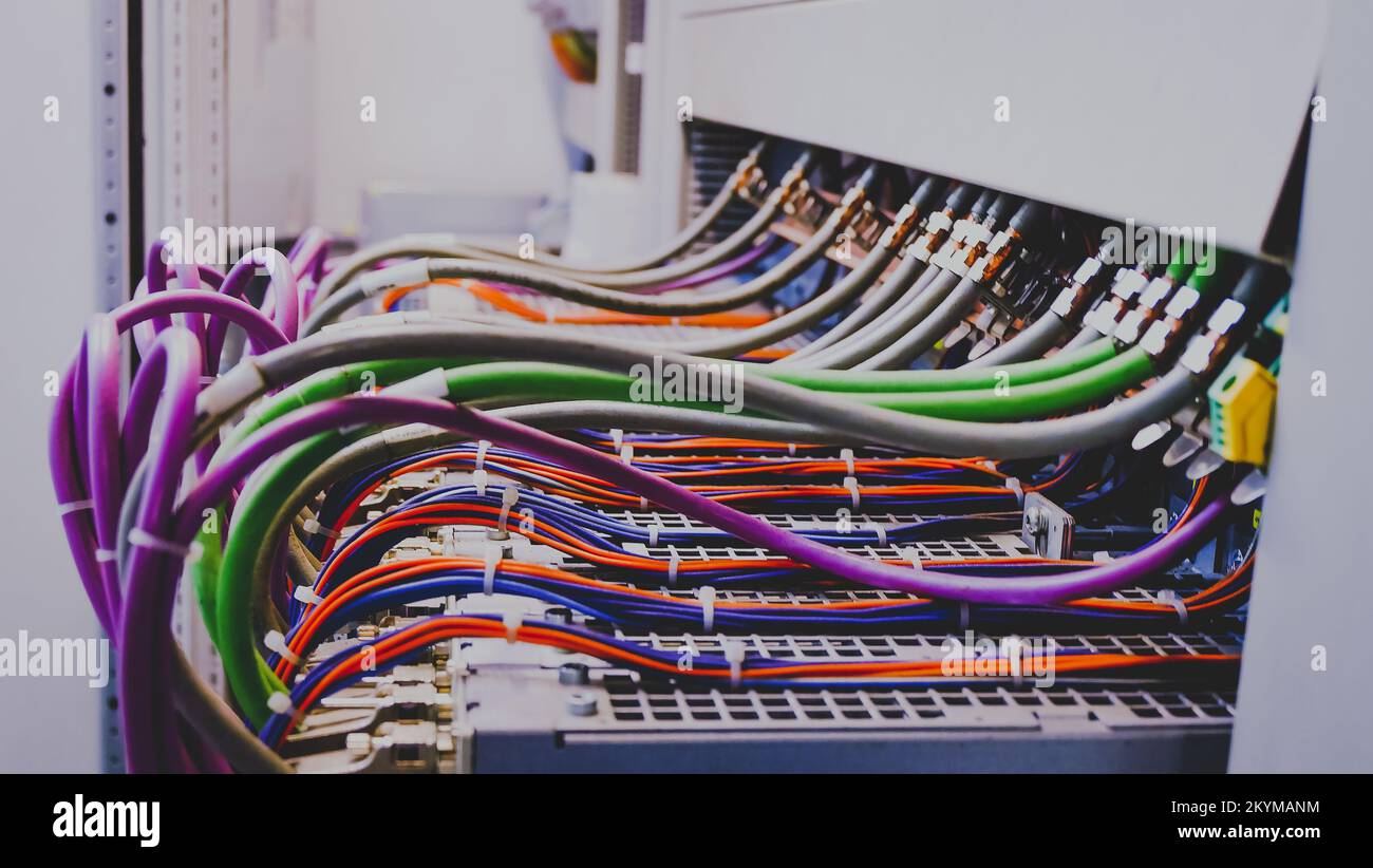 PLC Control panel with wiring Stock Photo - Alamy