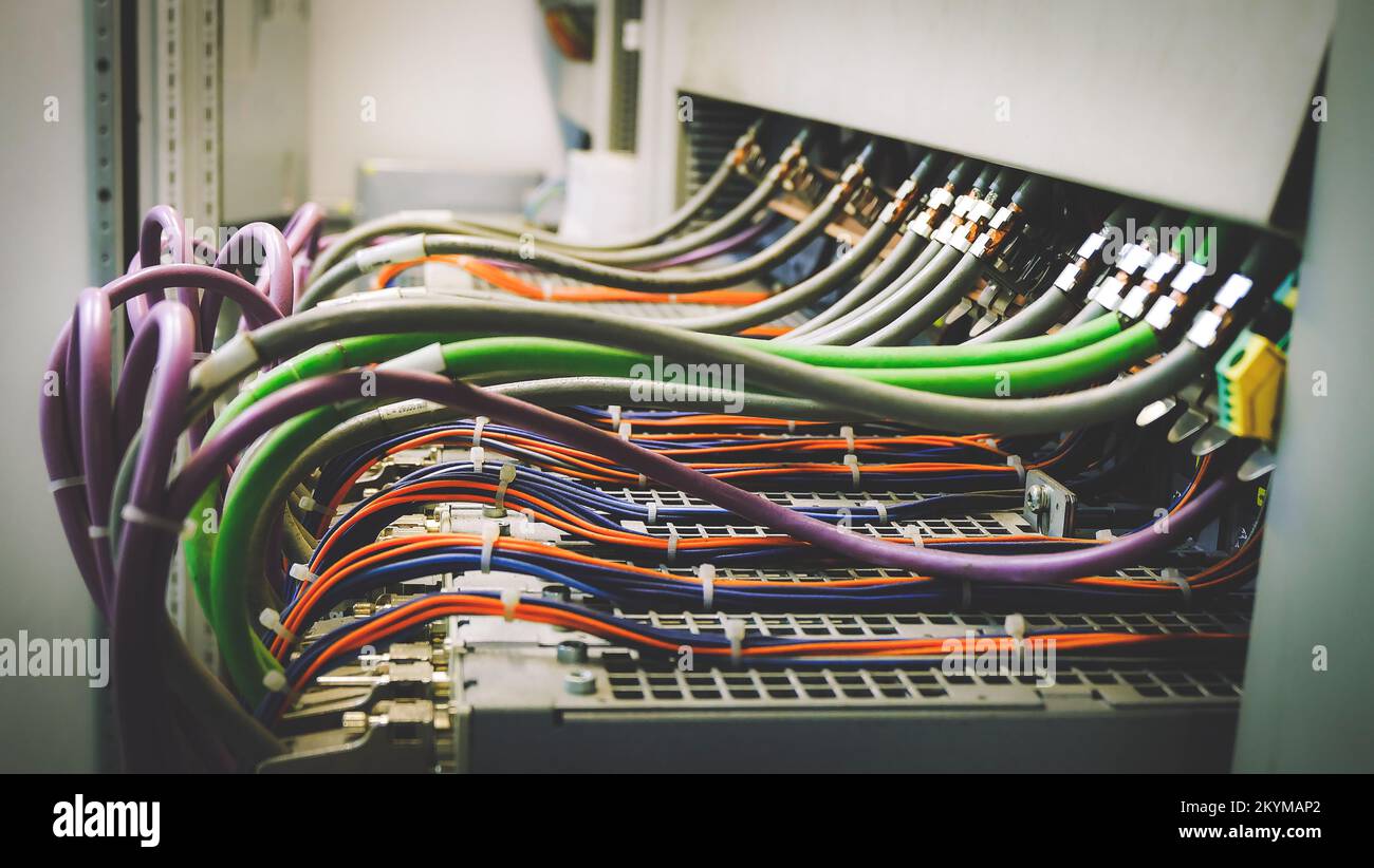PLC Control panel with wiring Stock Photo - Alamy