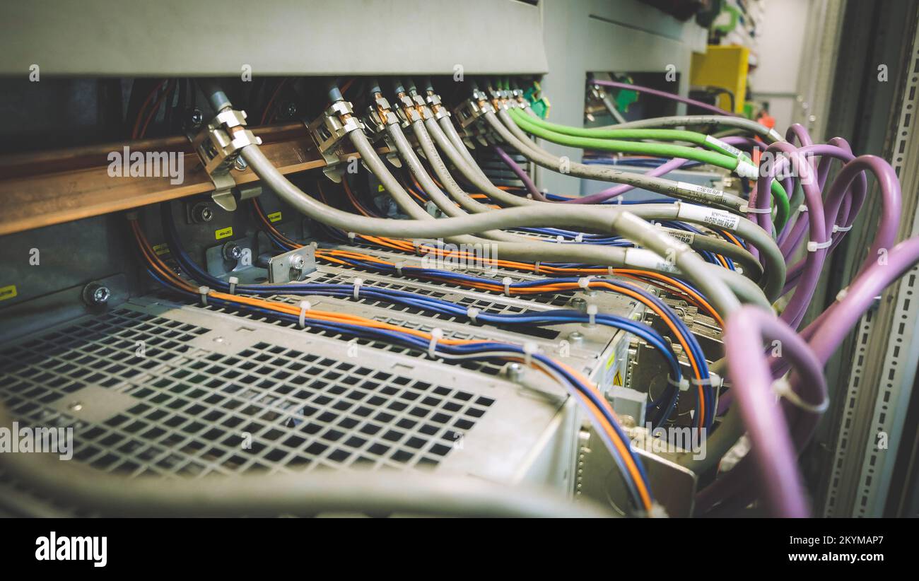 PLC Control panel with wiring Stock Photo - Alamy