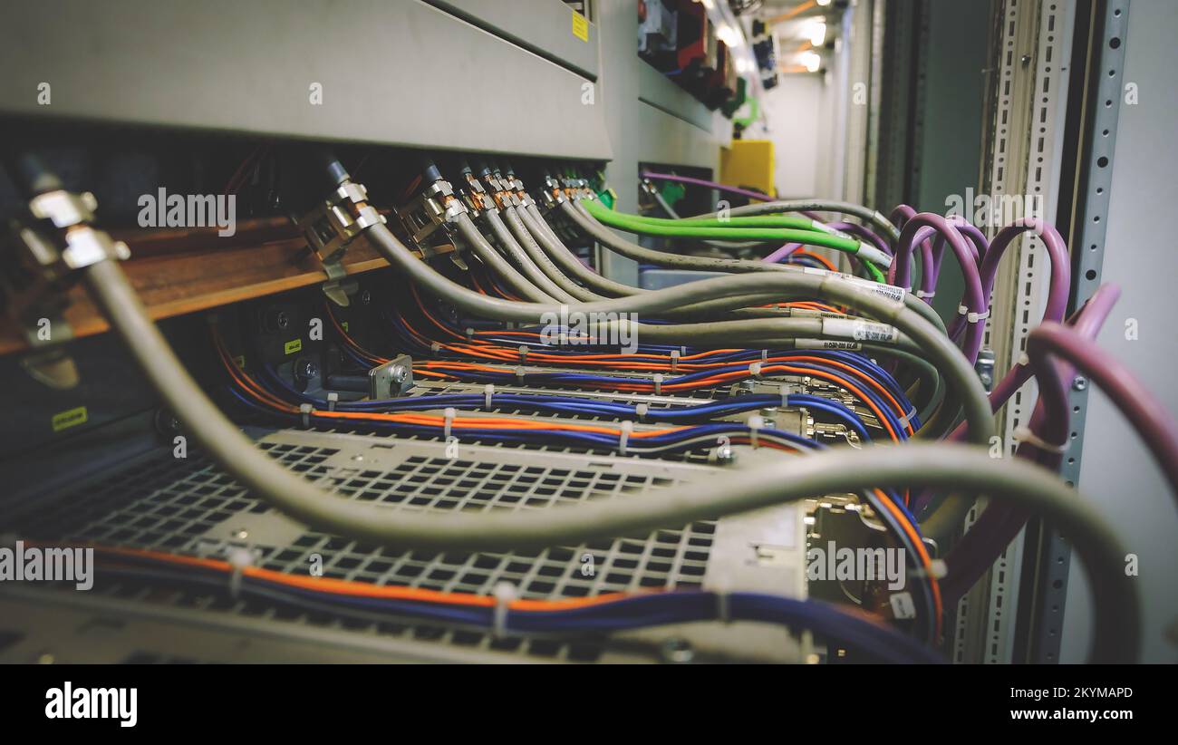 PLC Control panel with wiring Stock Photo - Alamy