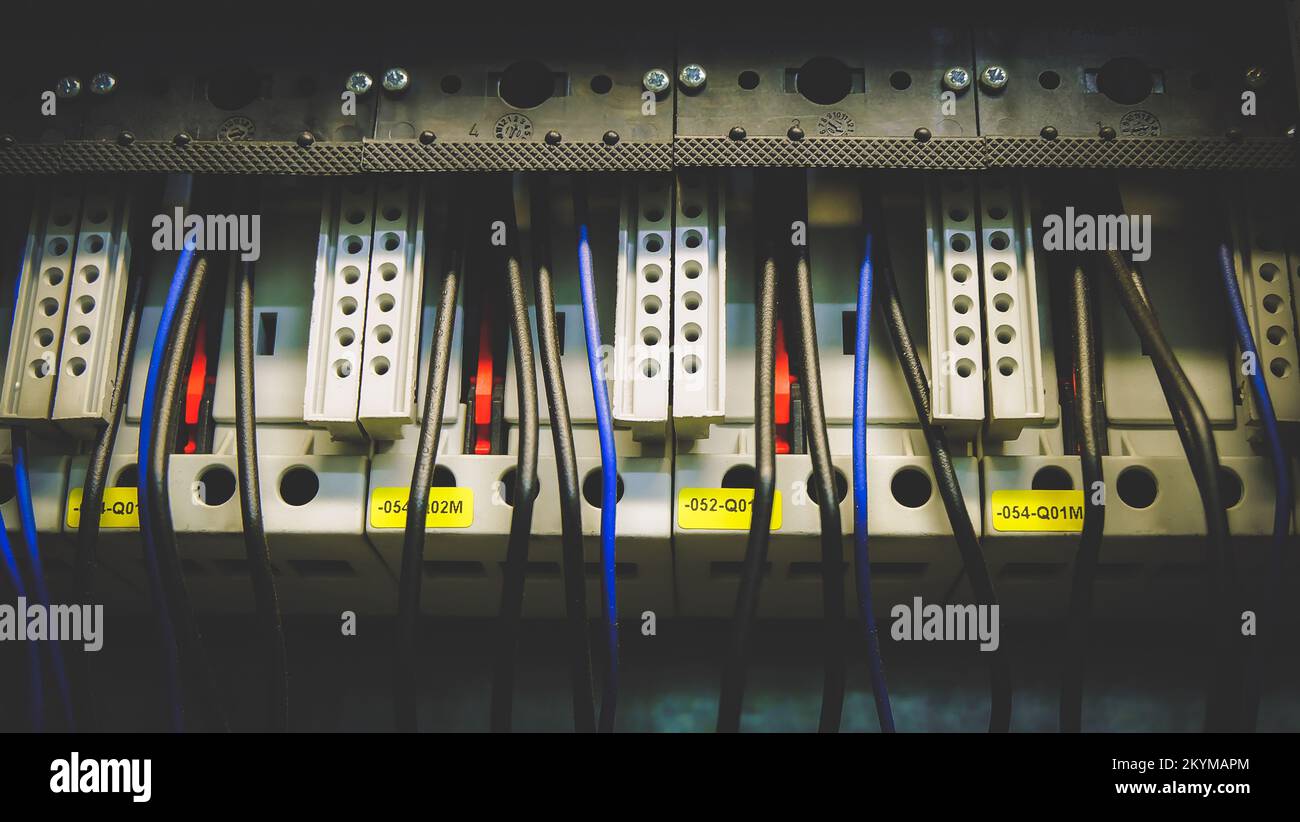 PLC Control panel with wiring Stock Photo - Alamy