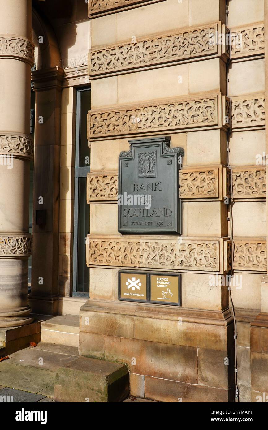 One of two Bank of Scotland plaques, in front of the former St. James ...