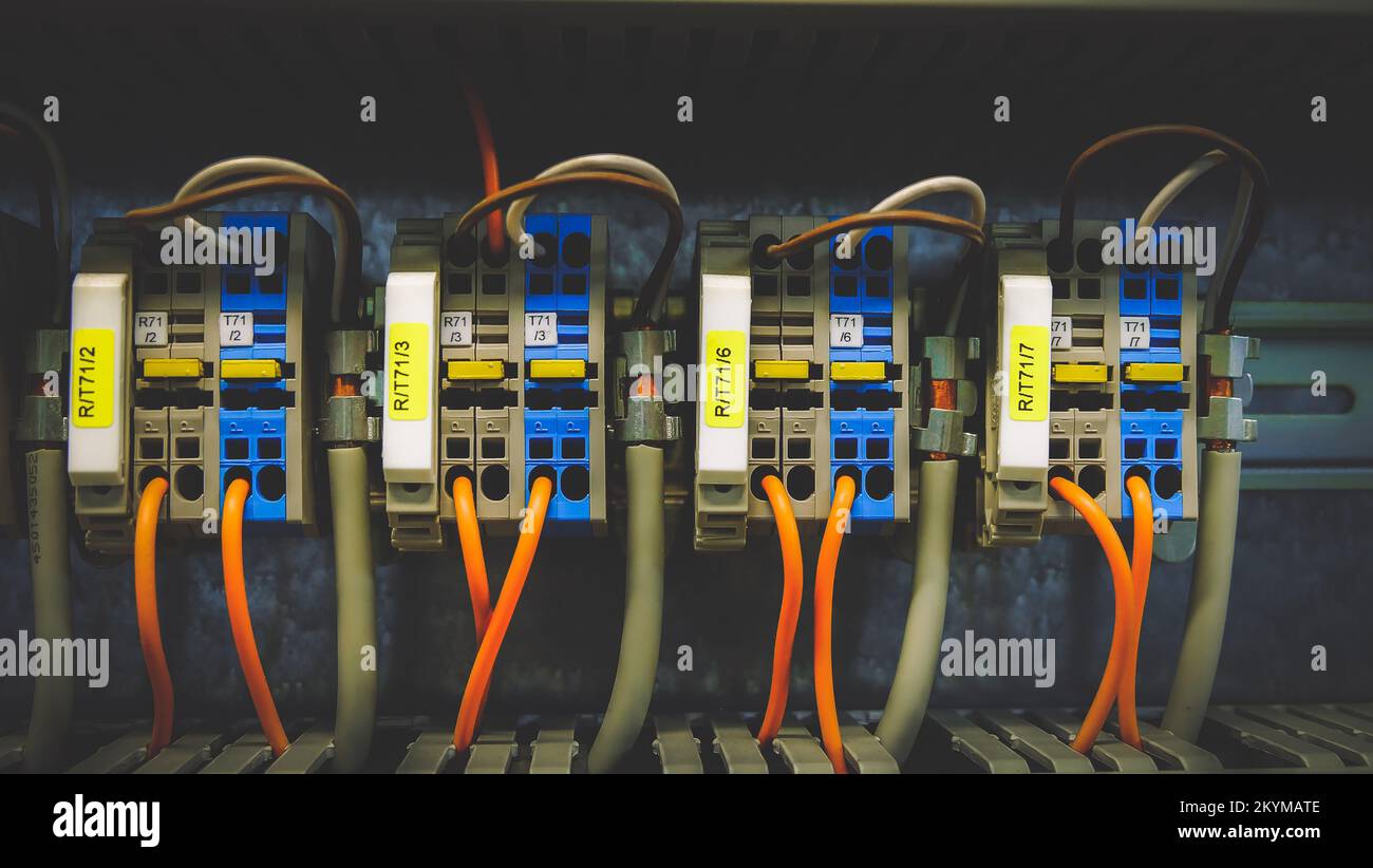 PLC Control panel with wiring Stock Photo - Alamy