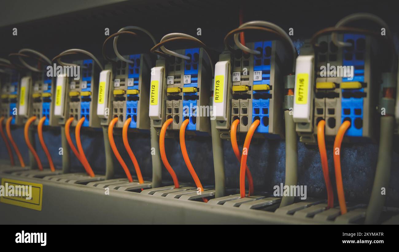 PLC Control panel with wiring Stock Photo - Alamy