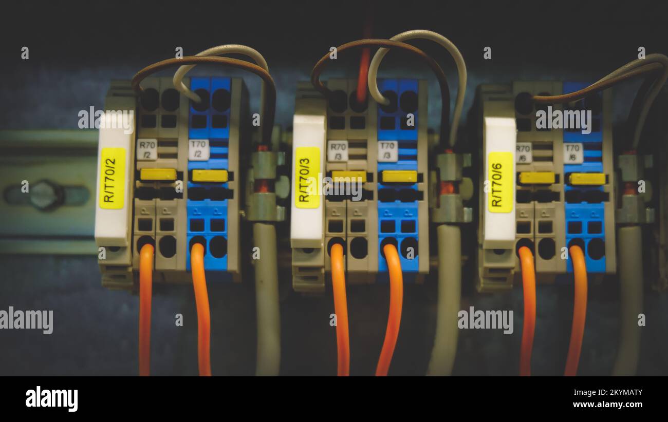 PLC Control panel with wiring Stock Photo - Alamy