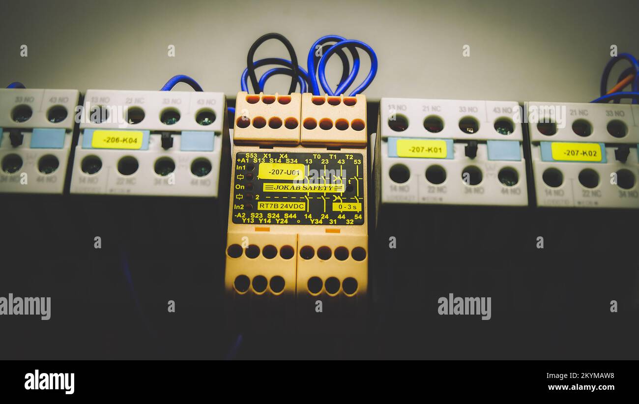 PLC Control panel with wiring Stock Photo - Alamy