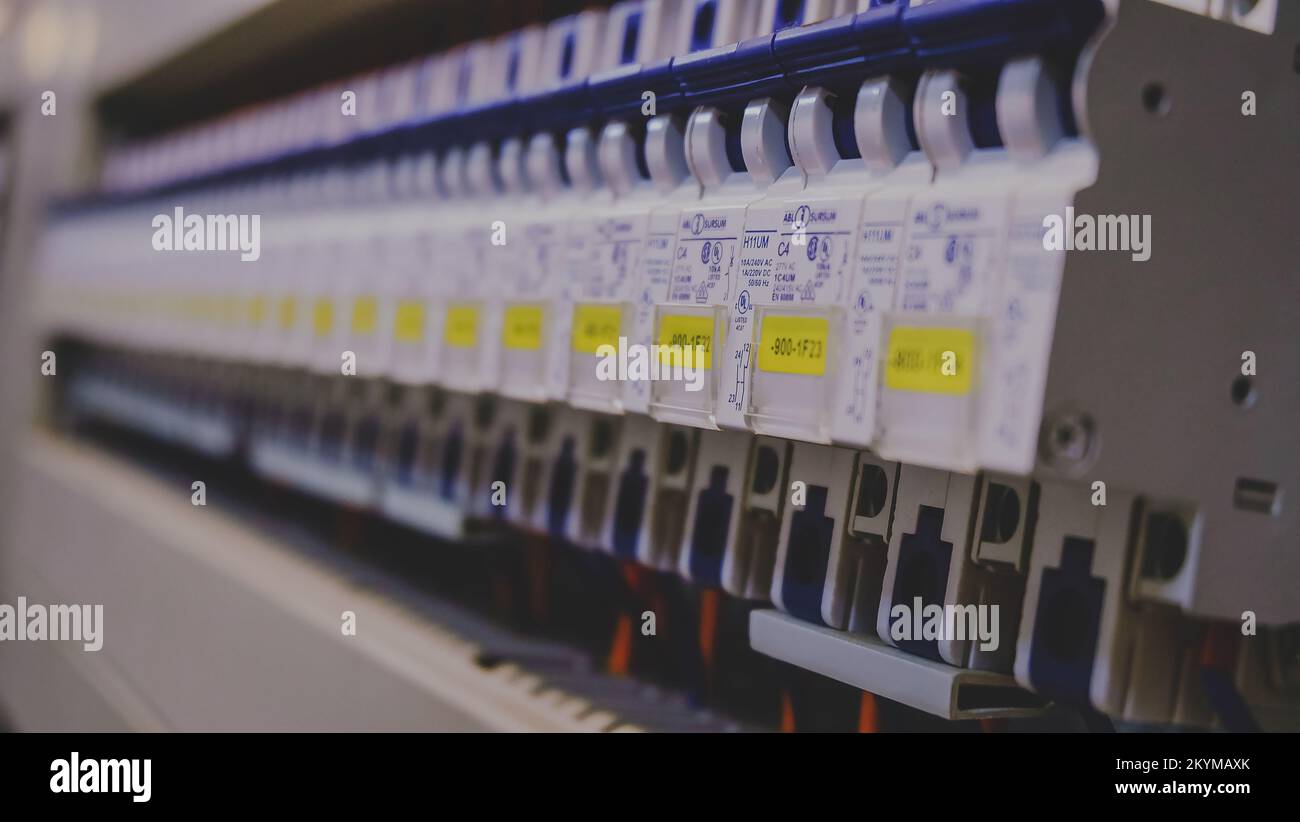 PLC Control panel with wiring Stock Photo - Alamy