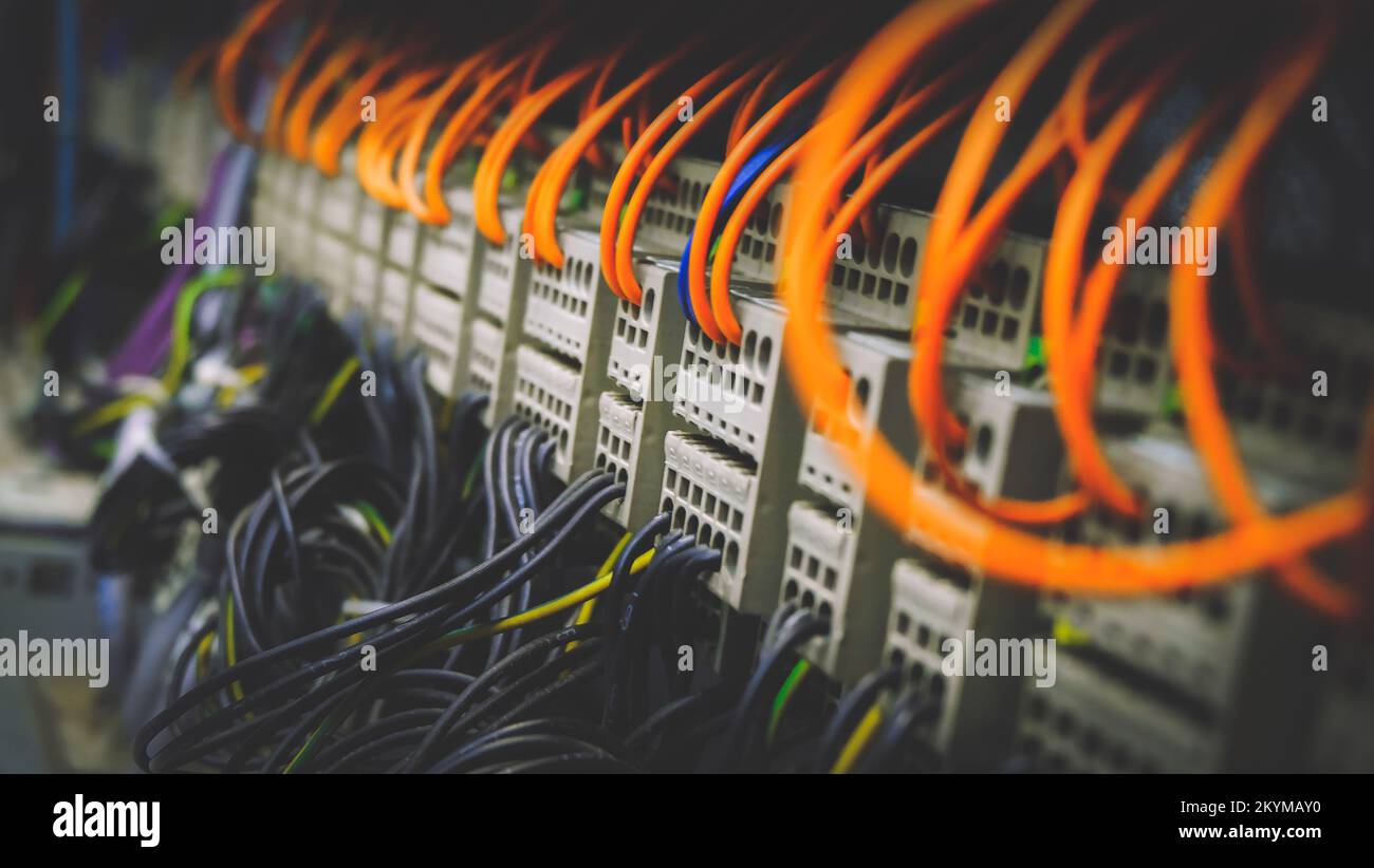 PLC Control panel with wiring Stock Photo - Alamy