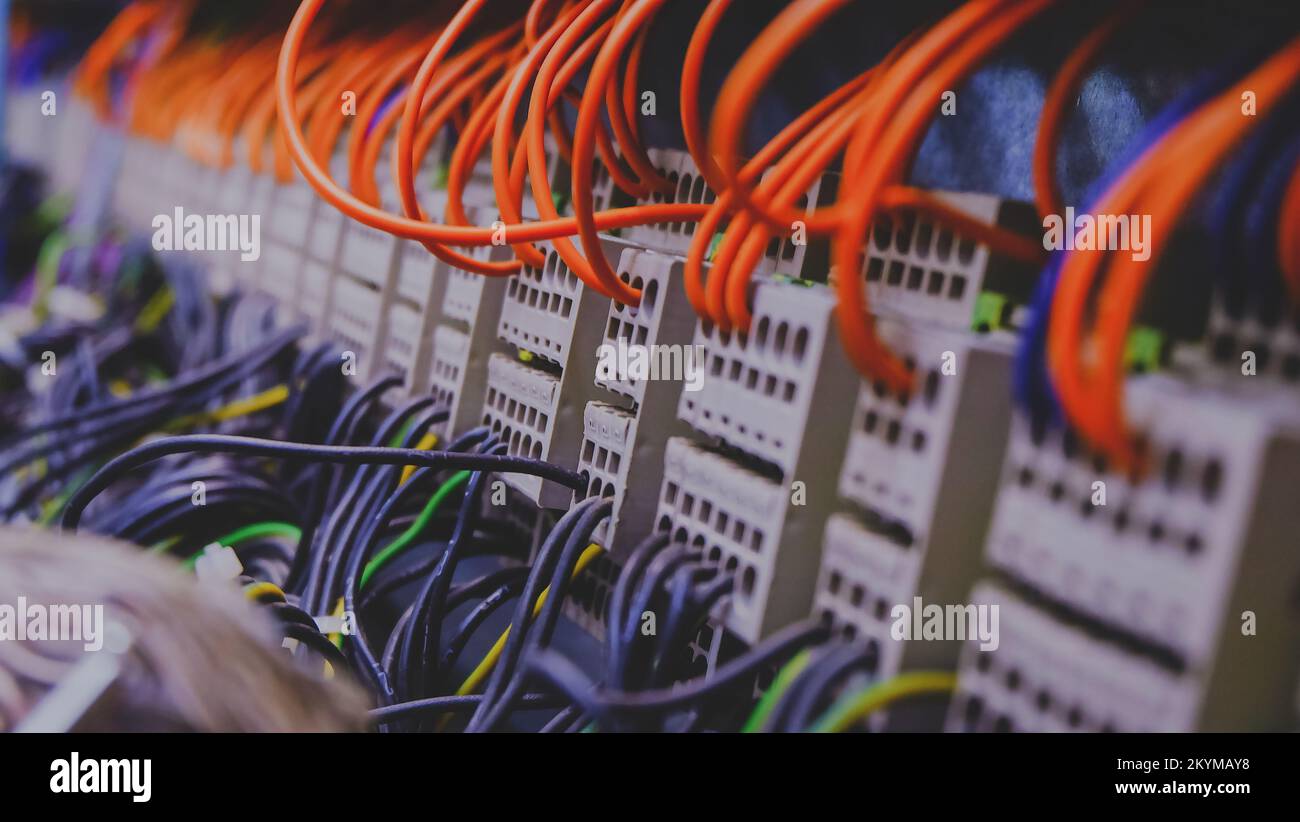 PLC Control panel with wiring Stock Photo - Alamy