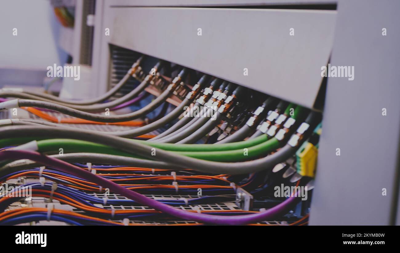 PLC Control panel with wiring Stock Photo - Alamy