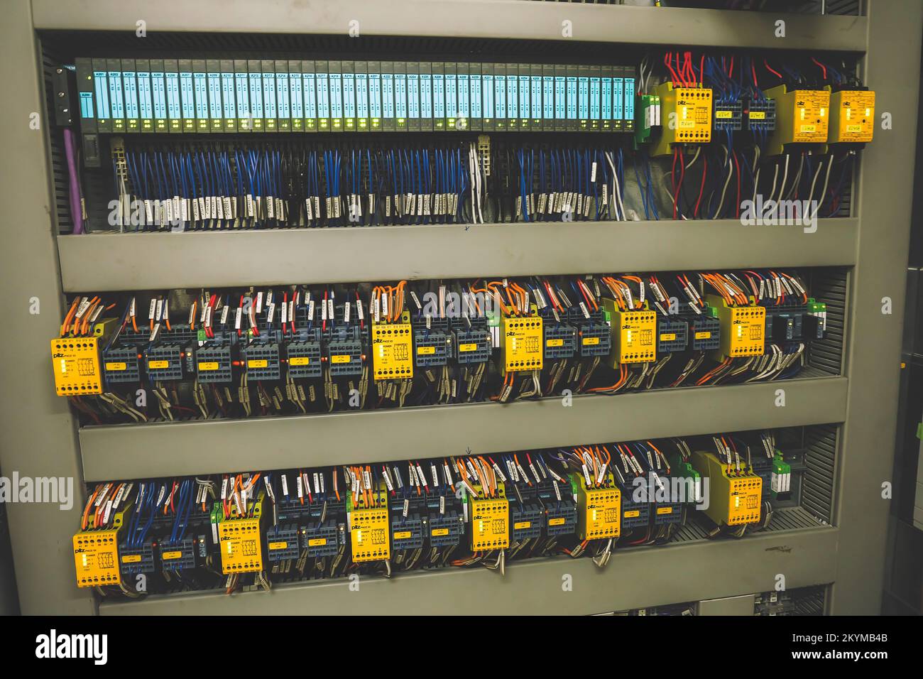 PLC Control panel with wiring Stock Photo - Alamy