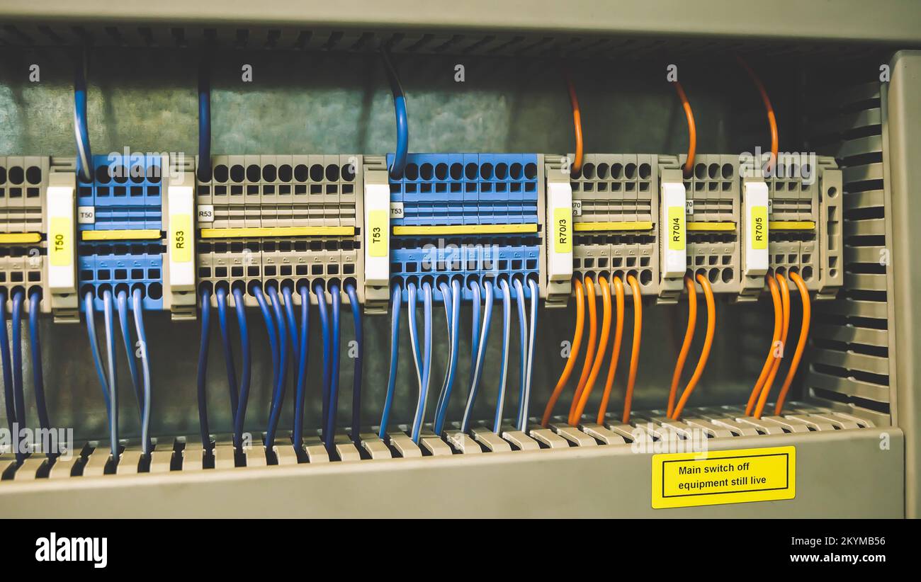 PLC Control panel with wiring Stock Photo - Alamy