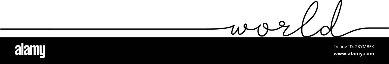 World word - continuous one line with word. Minimalistic drawing of ...