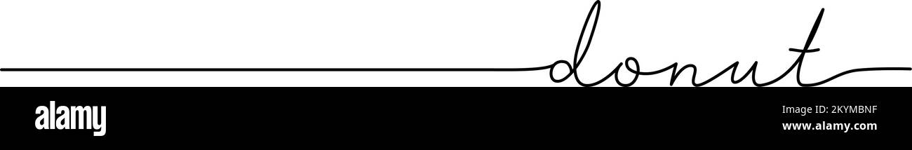 Donut word - continuous one line with word. Minimalistic drawing of ...