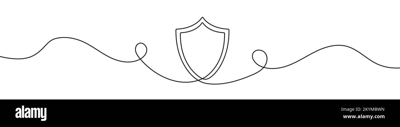 Shield in continuous line drawing style. Line art of a shield. Vector ...