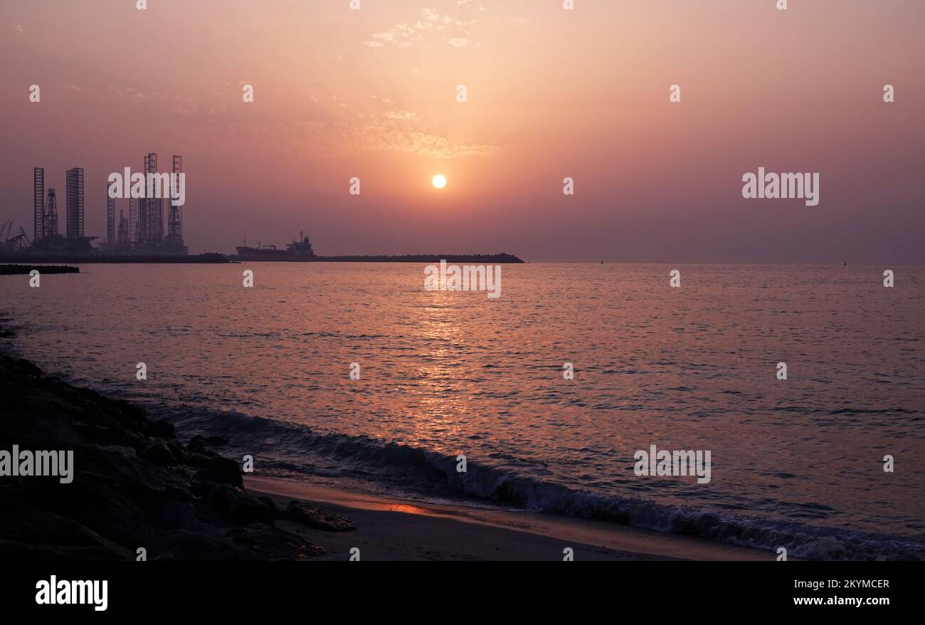 Sea sunset on the Persian Gulf Stock Photo - Alamy