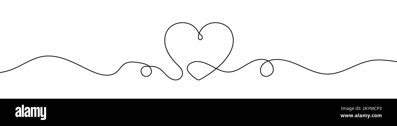 Heart shape in continuous line drawing style. Line art of love symbol ...