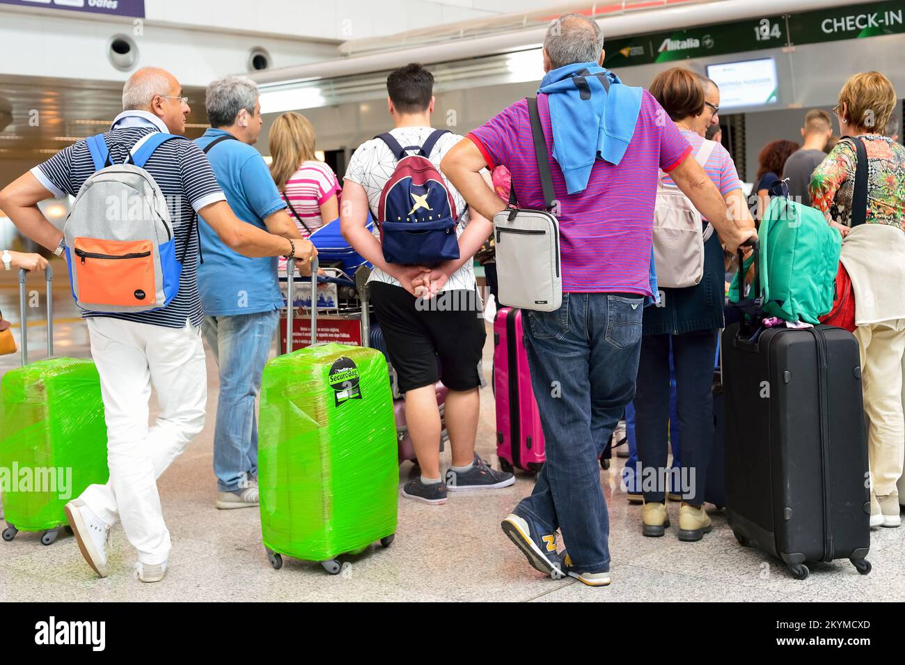 ROME, ITALY - AUGUST 16, 2015: passengers on departure floor of ...