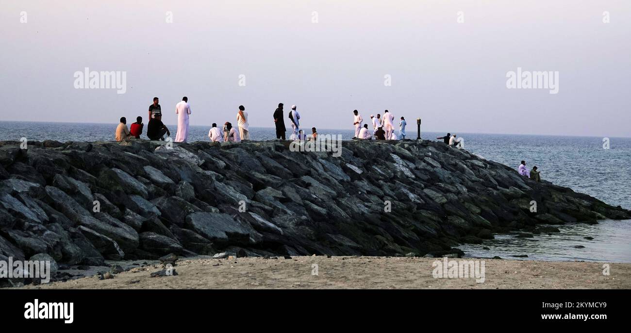 A breakwater from the embankment of huge stones to protect the beach ...