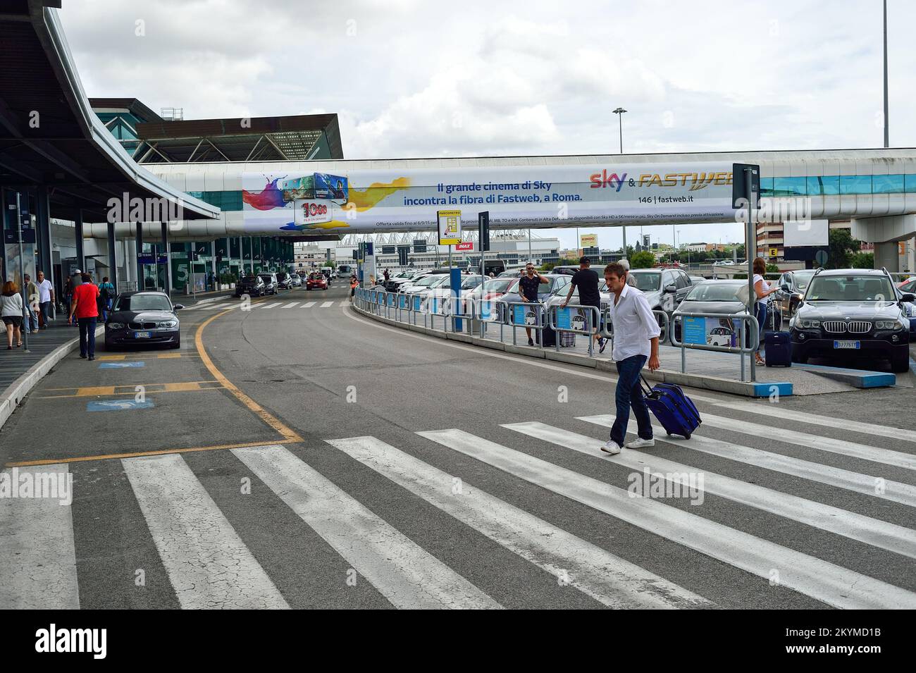 ROME, ITALY - AUGUST 16, 2015: Fiumicino Airport terminal outdoor ...