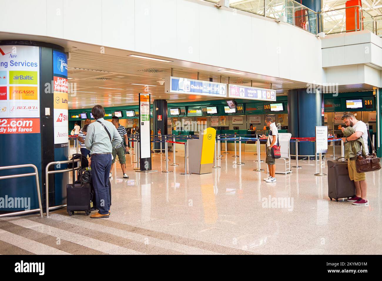 ROME, ITALY - AUGUST 16, 2015: Fiumicino Airport interior. Fiumicino ...