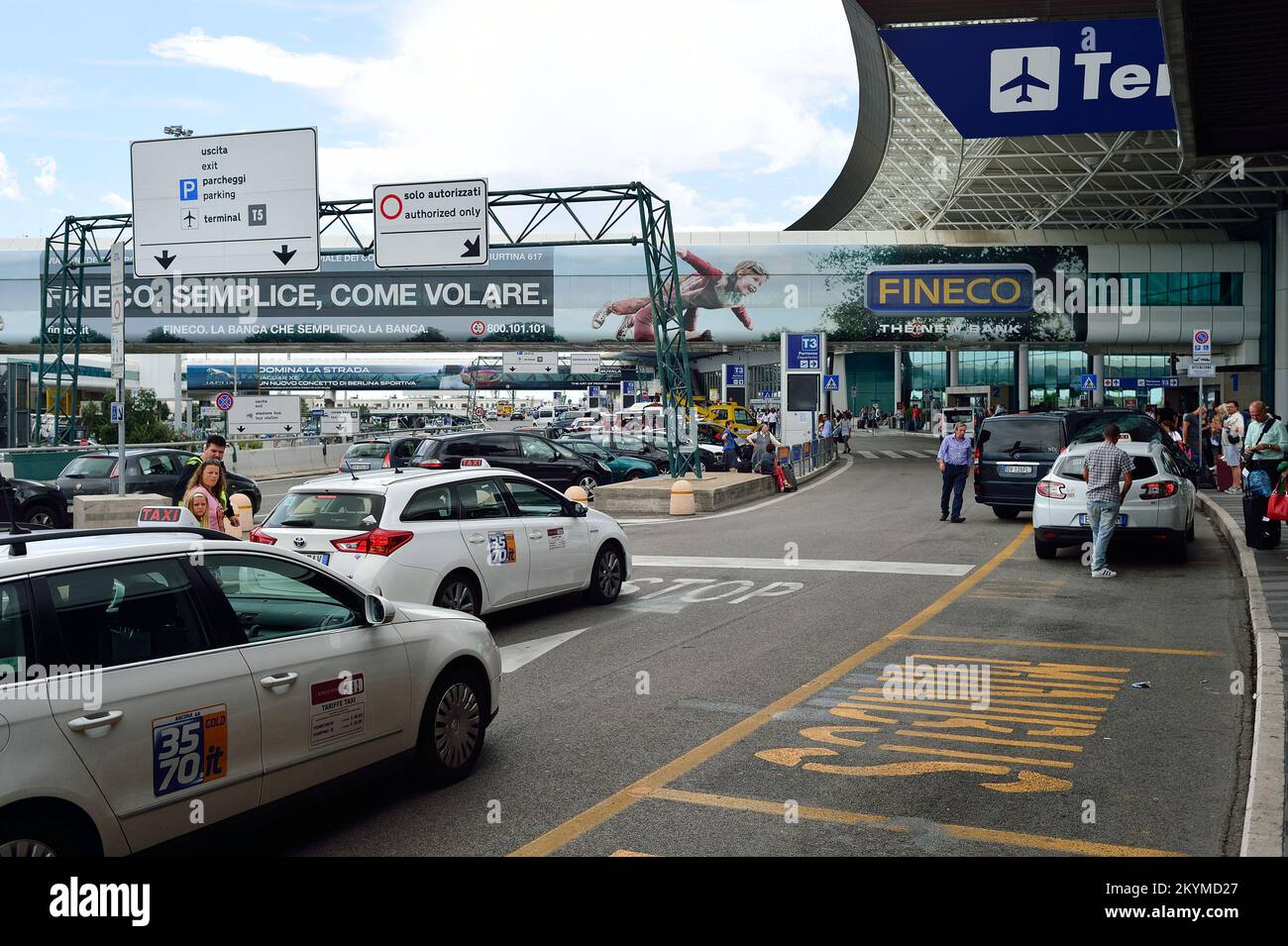 ROME, ITALY - AUGUST 16, 2015: Fiumicino Airport terminal outdoor ...