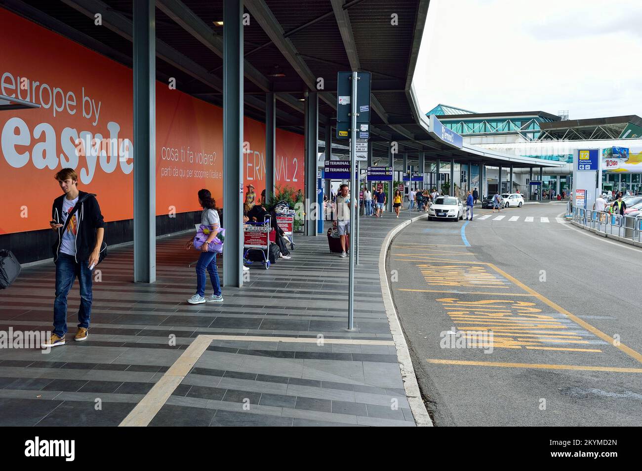 ROME, ITALY - AUGUST 16, 2015: Fiumicino Airport terminal outdoor ...