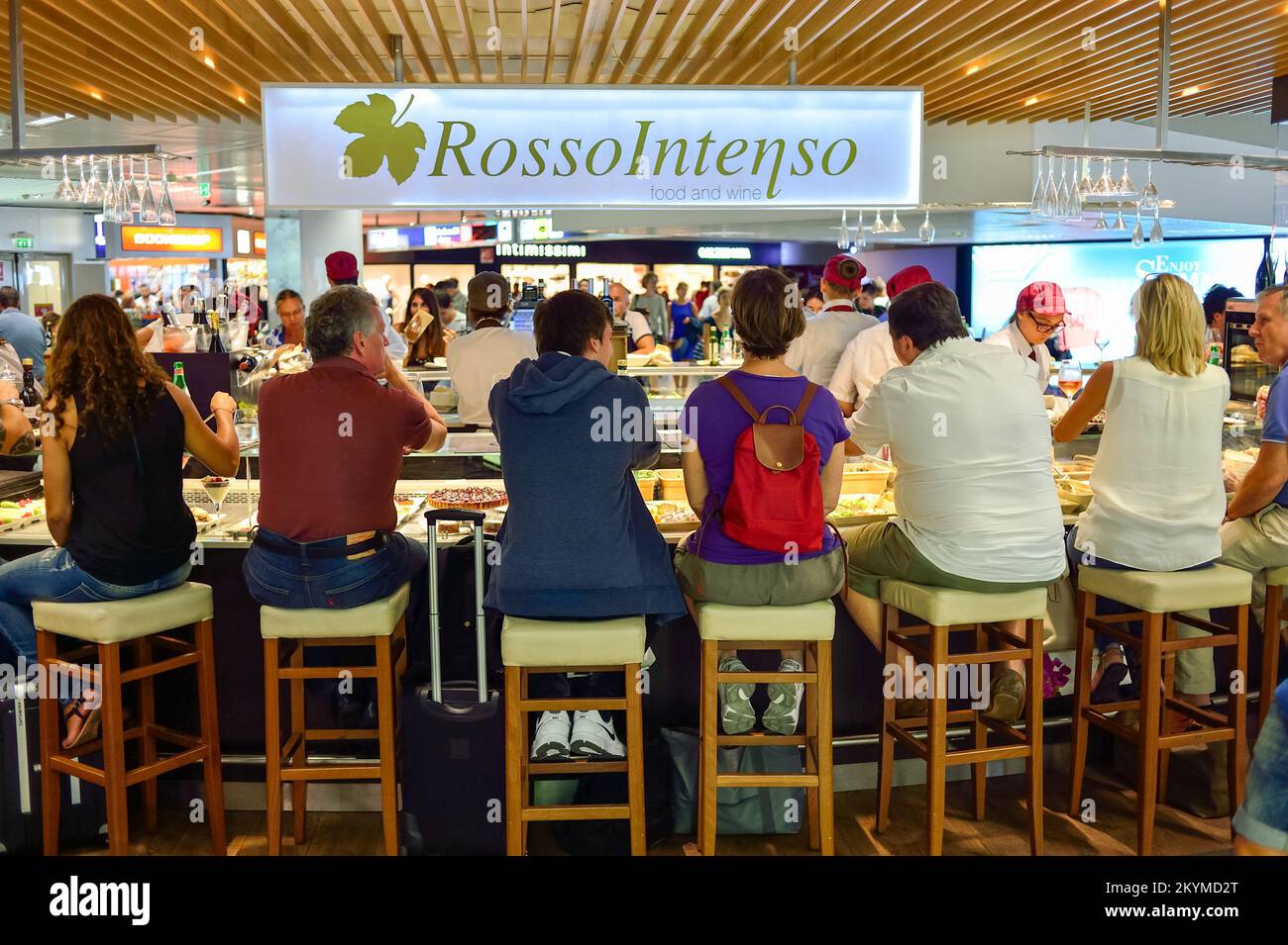 ROME, ITALY - AUGUST 16, 2015: Fiumicino Airport interior. Fiumicino ...