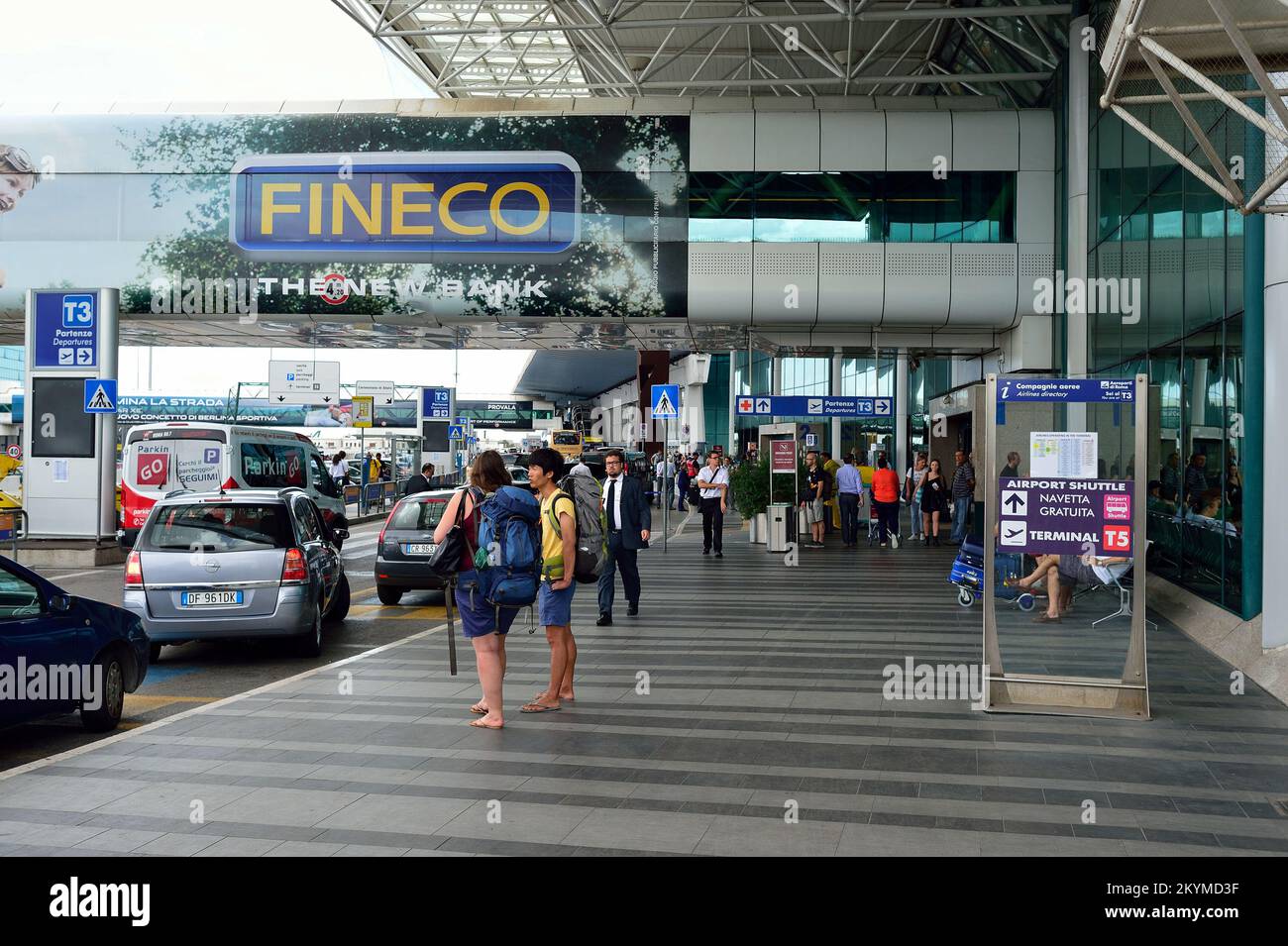 ROME, ITALY - AUGUST 16, 2015: Fiumicino Airport terminal outdoor ...