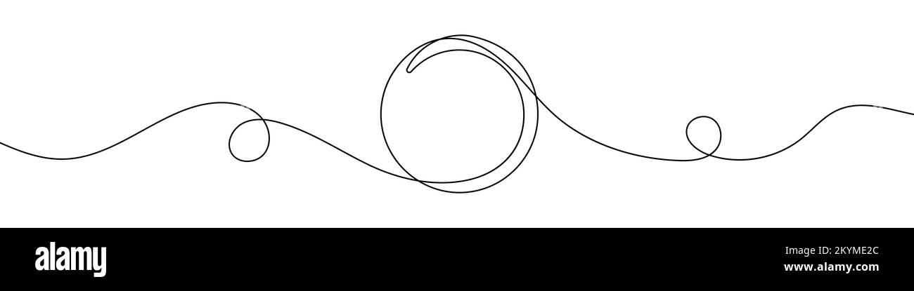 Round frame in continuous line drawing style. Line art of round frame ...