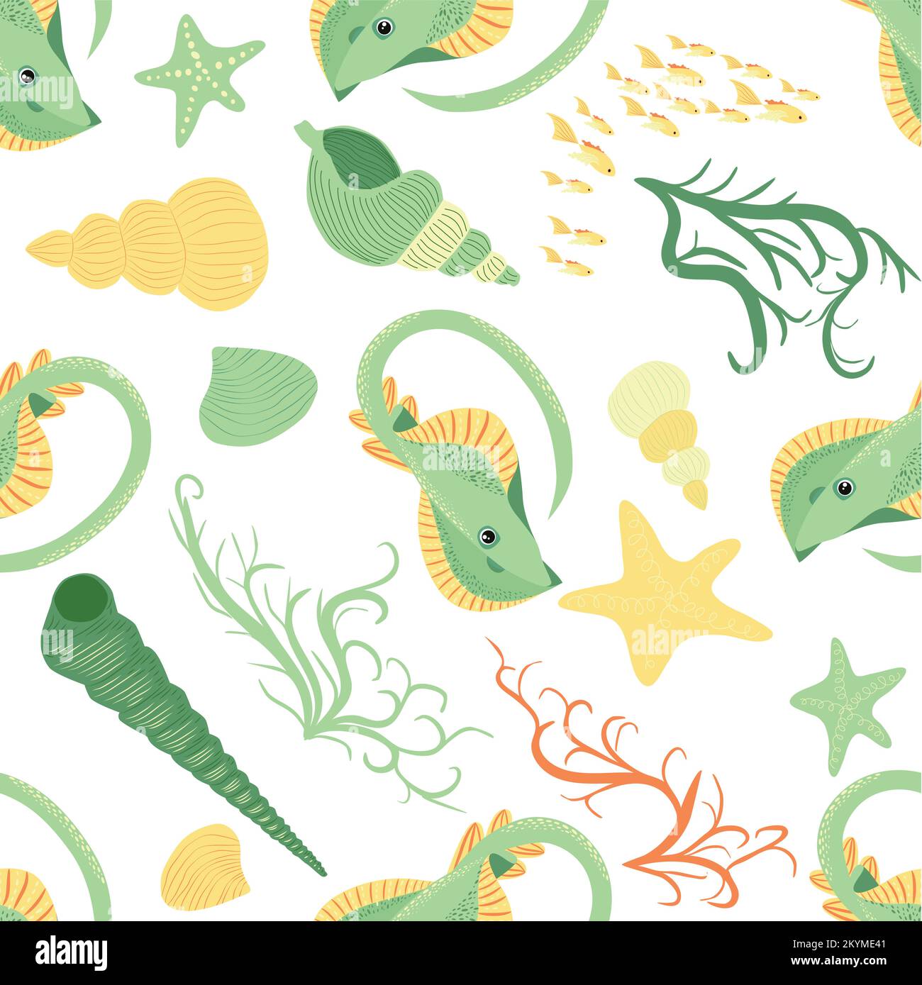 Stingray, Batomorphi sea life, fish, animals bright seamless pattern ...