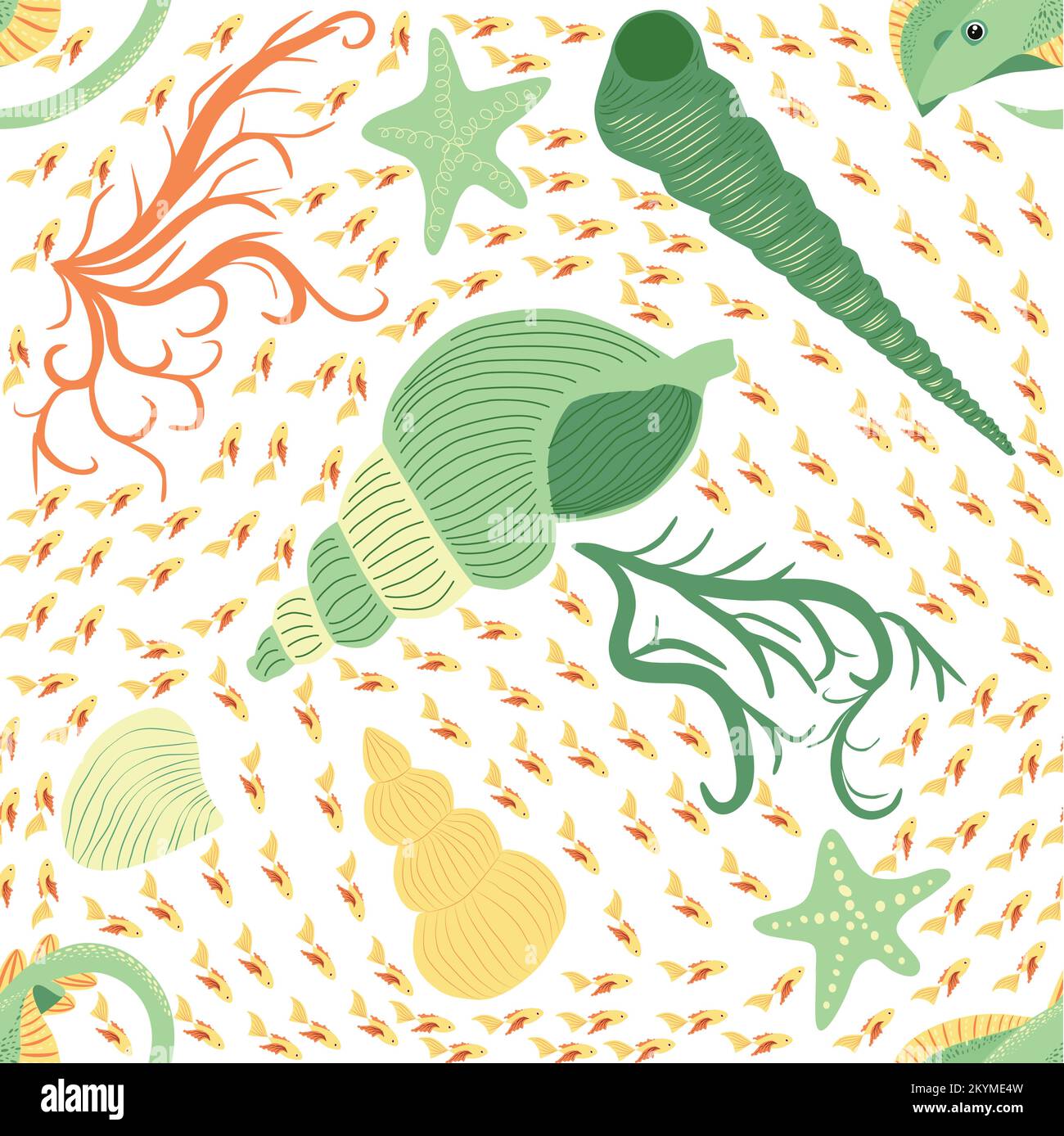 Stingray, Batomorphi sea life, fish, animals bright seamless pattern ...