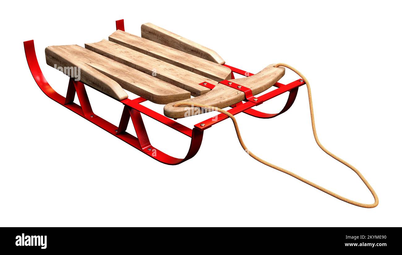 3D rendering of a vintage sled isolated on white background Stock Photo ...
