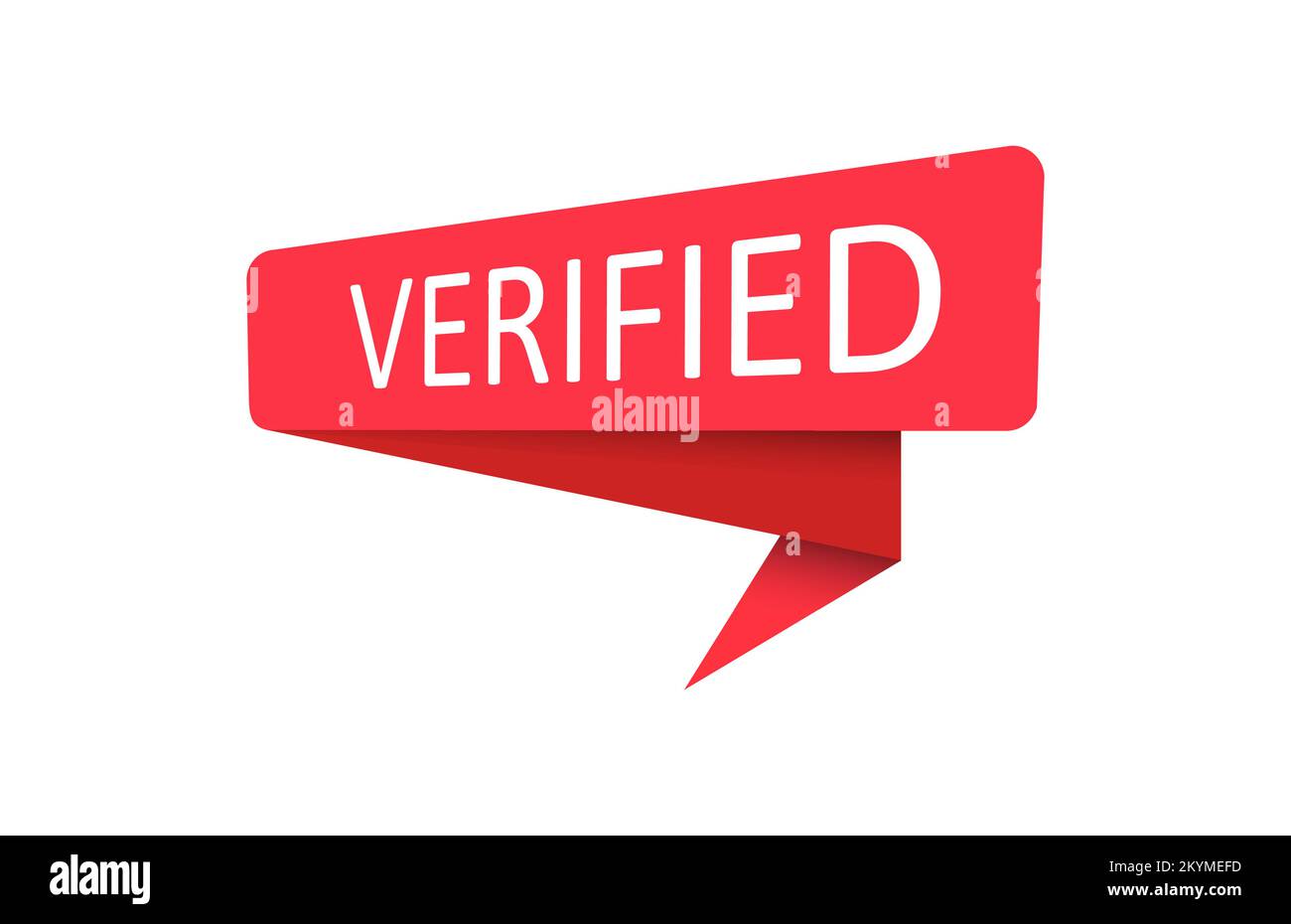 Verified. A red banner, pointer, sticker, label or speech bubble for ...