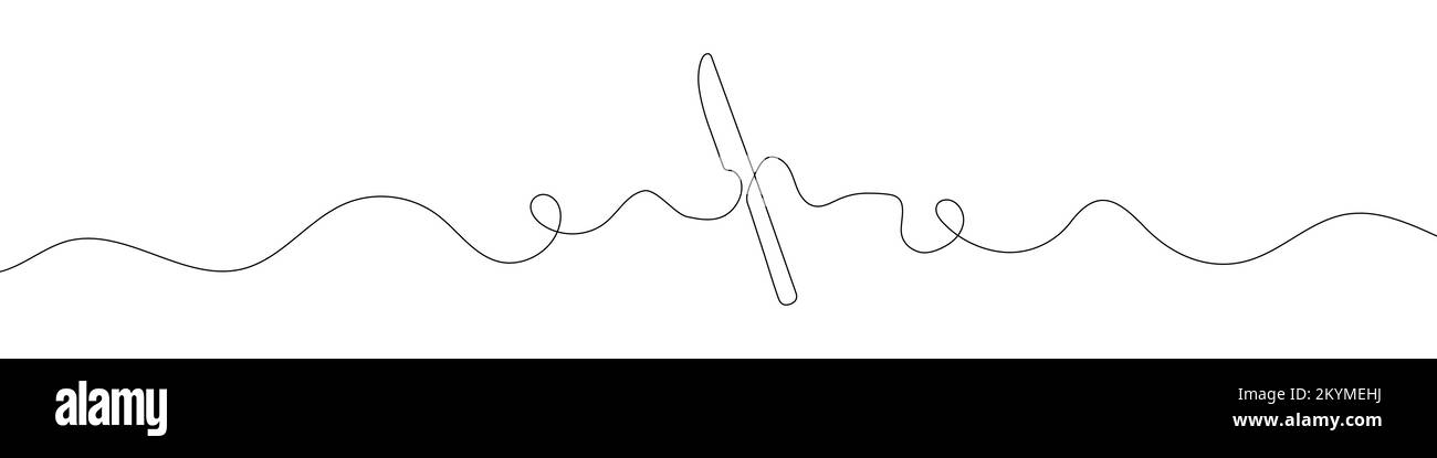 Knife shape in continuous line drawing style. Line art of knife ...