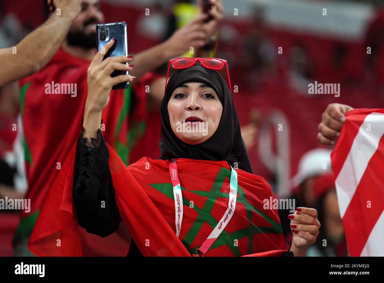 Morocco fans ahead of the FIFA World Cup Group F match at the Al Thumama Stadium, Doha, Qatar ...