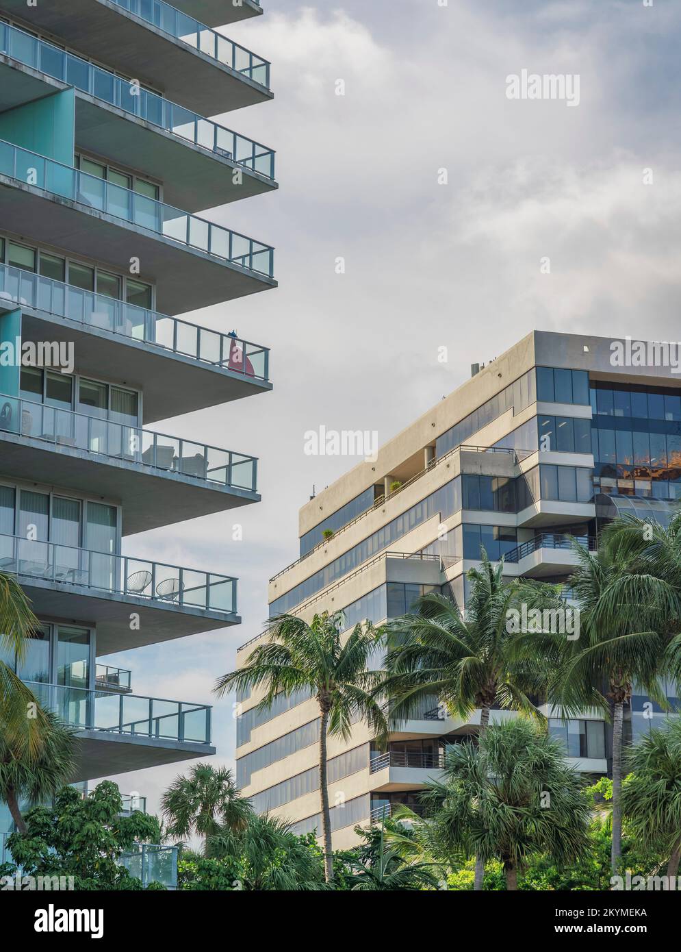 Condominium and corporate building against the sky background in Miami ...