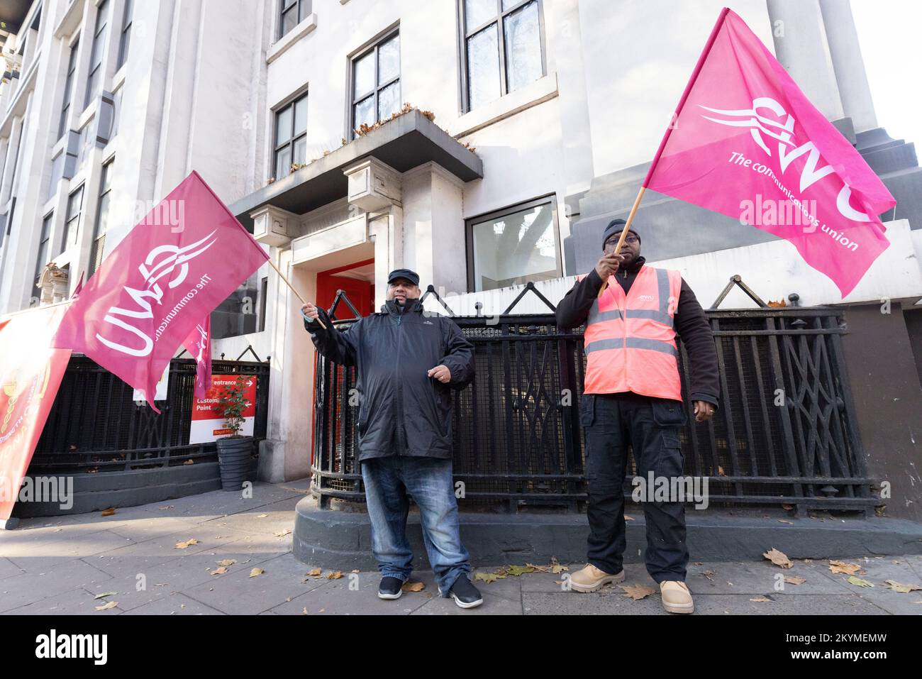 The picket line outside Mount Pleasant Mail Centre during a Royal Mail ...