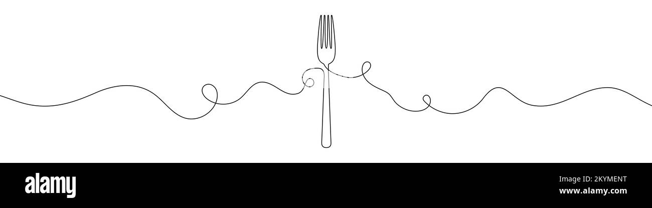 Fork shape in continuous line drawing style. Line art of fork ...