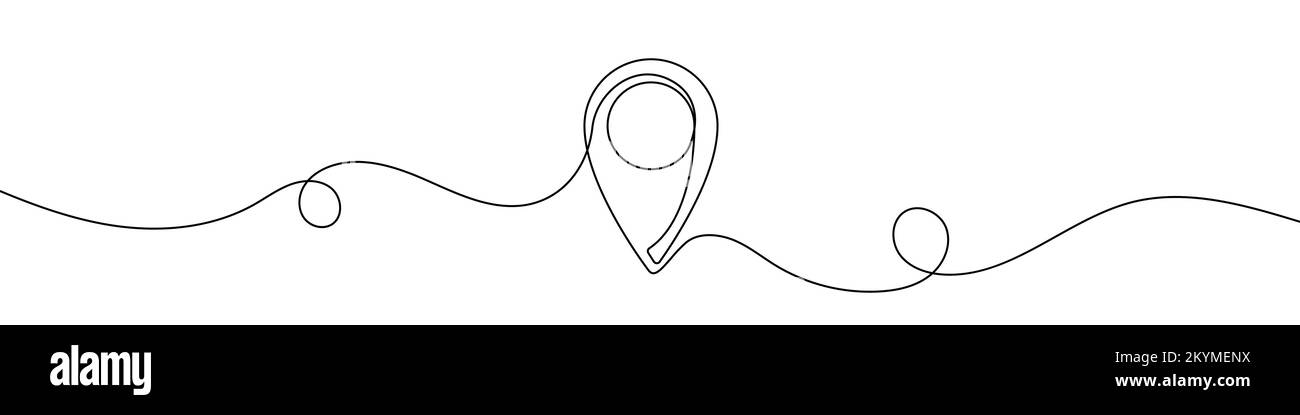 Map pin in continuous line drawing style. Line art of GPS navigation ...