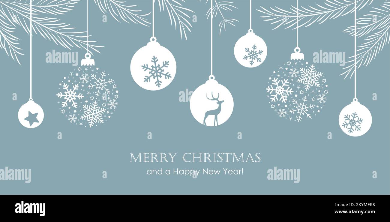 merry christmas card with hanging ball decoratoin Stock Vector Image ...