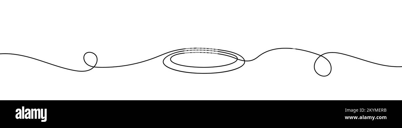 Round frame in continuous line drawing style. Line art of round frame ...