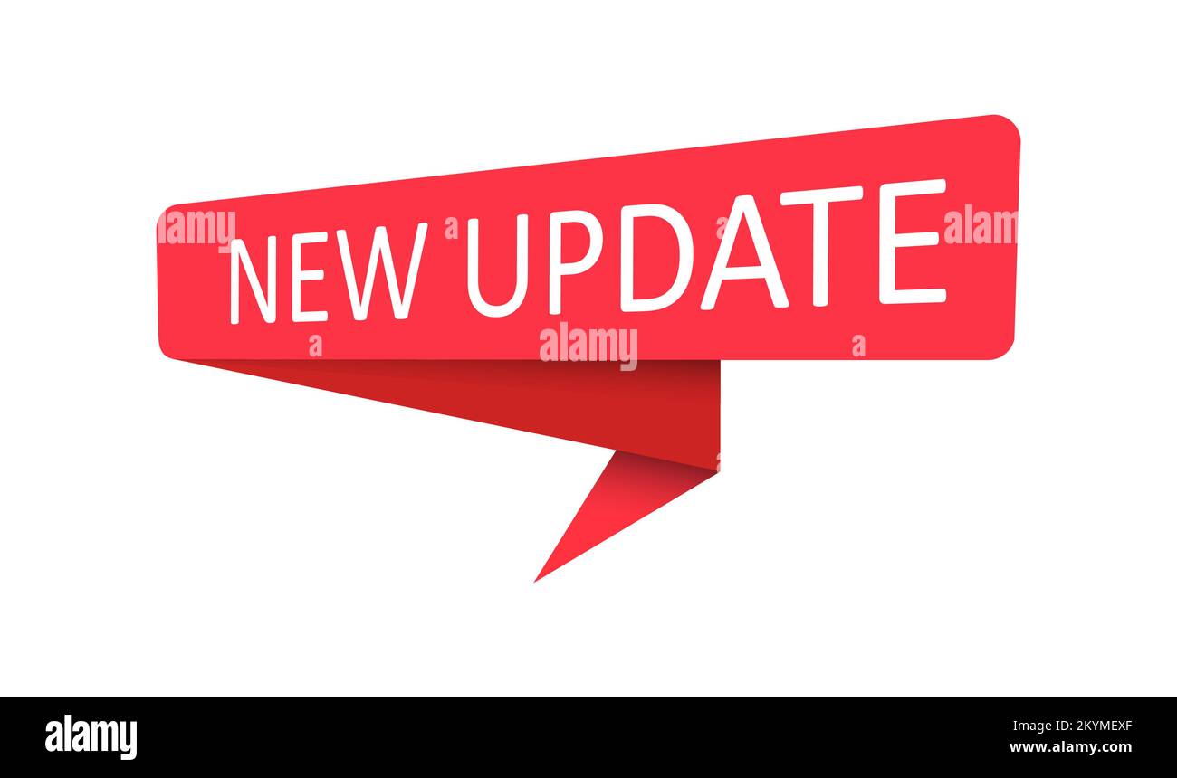 New Update. A red banner, pointer, sticker, label or speech bubble for ...