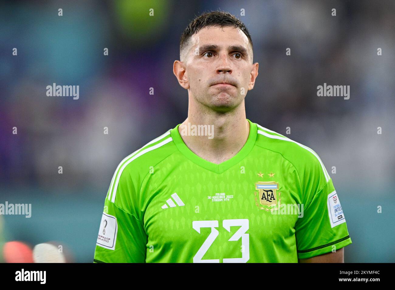 DOHA, QATAR - NOVEMBER 30: Damian Martinez of Argentina looks on prior ...